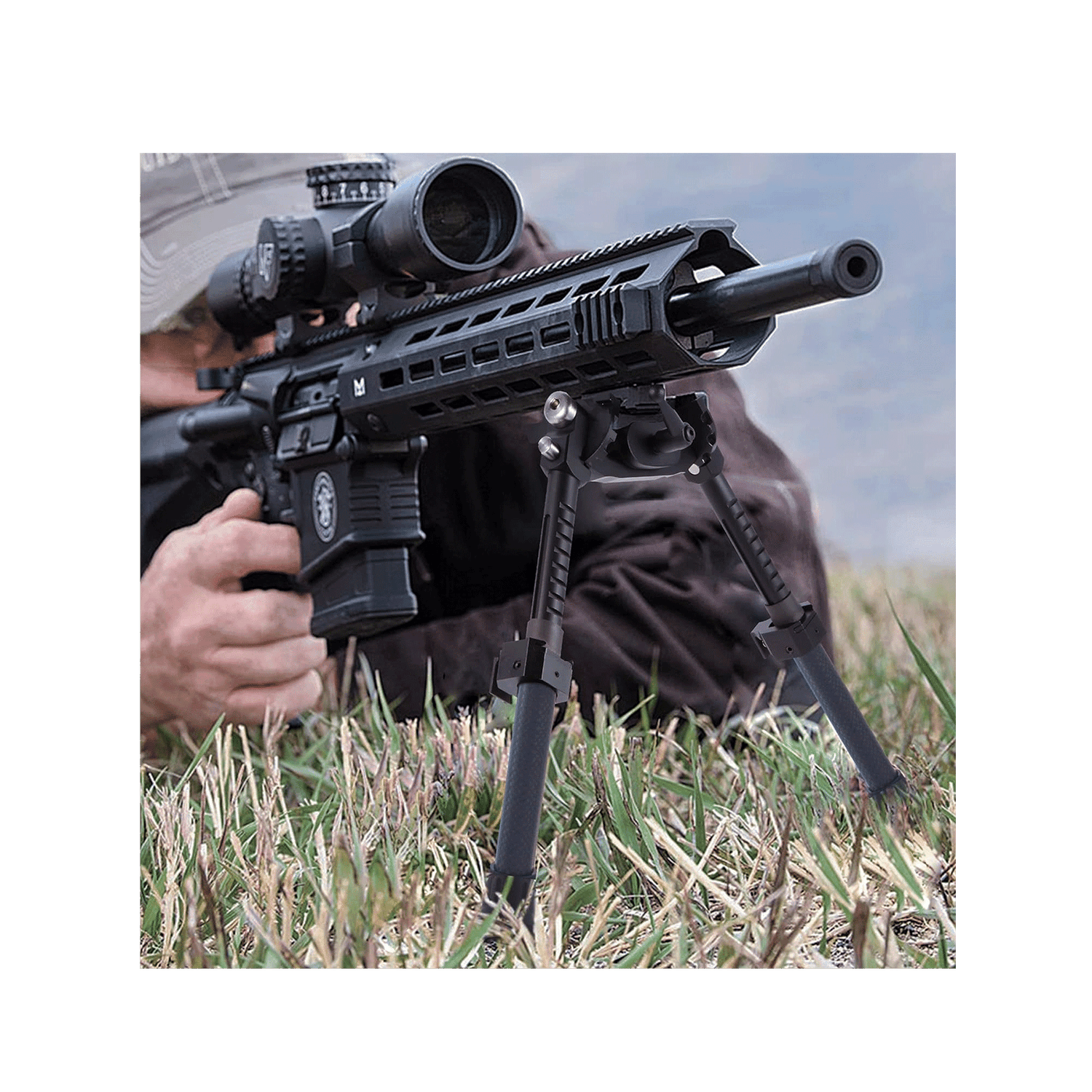 UUQ 8" - 12" Heavy Duty Carbon Fibre Adjustable Tactical Rifle Bipods ...