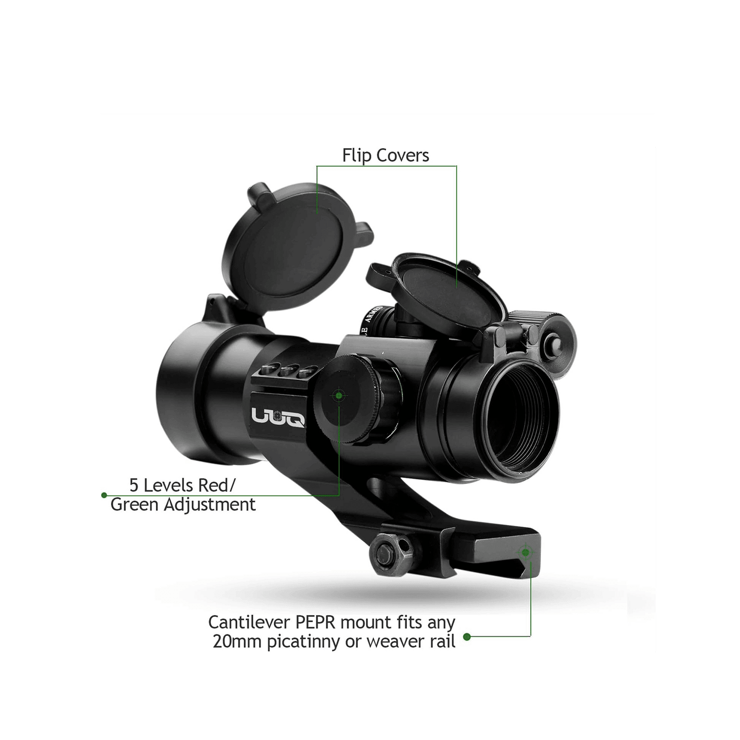 UUQ 1X30 Green Red Dot Sight with Green Laser-4 MOA, Picatinny Cantile ...