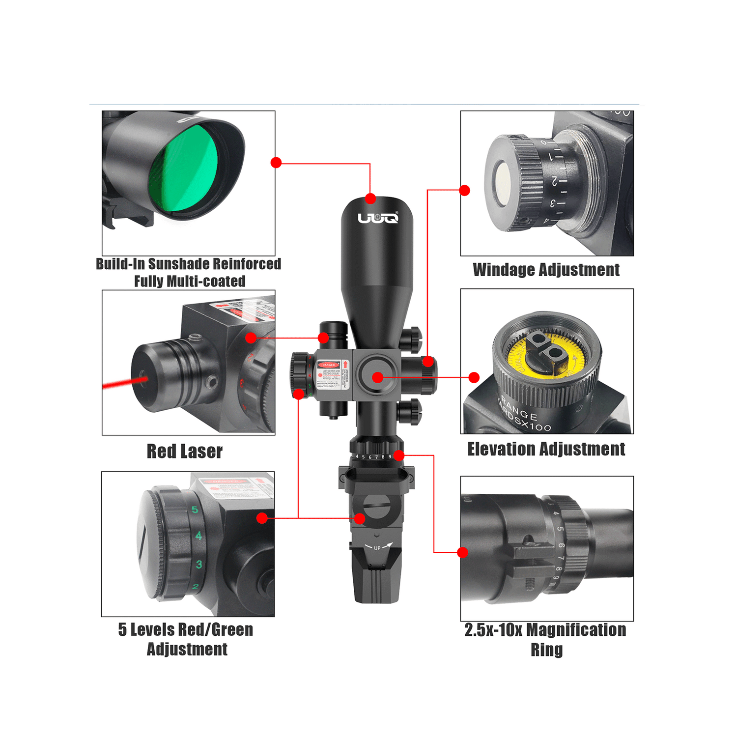 UUQ 2.5-10x40 Combo Rifle Scope with Red Dot Sight,Red Laser – UUQ Optics