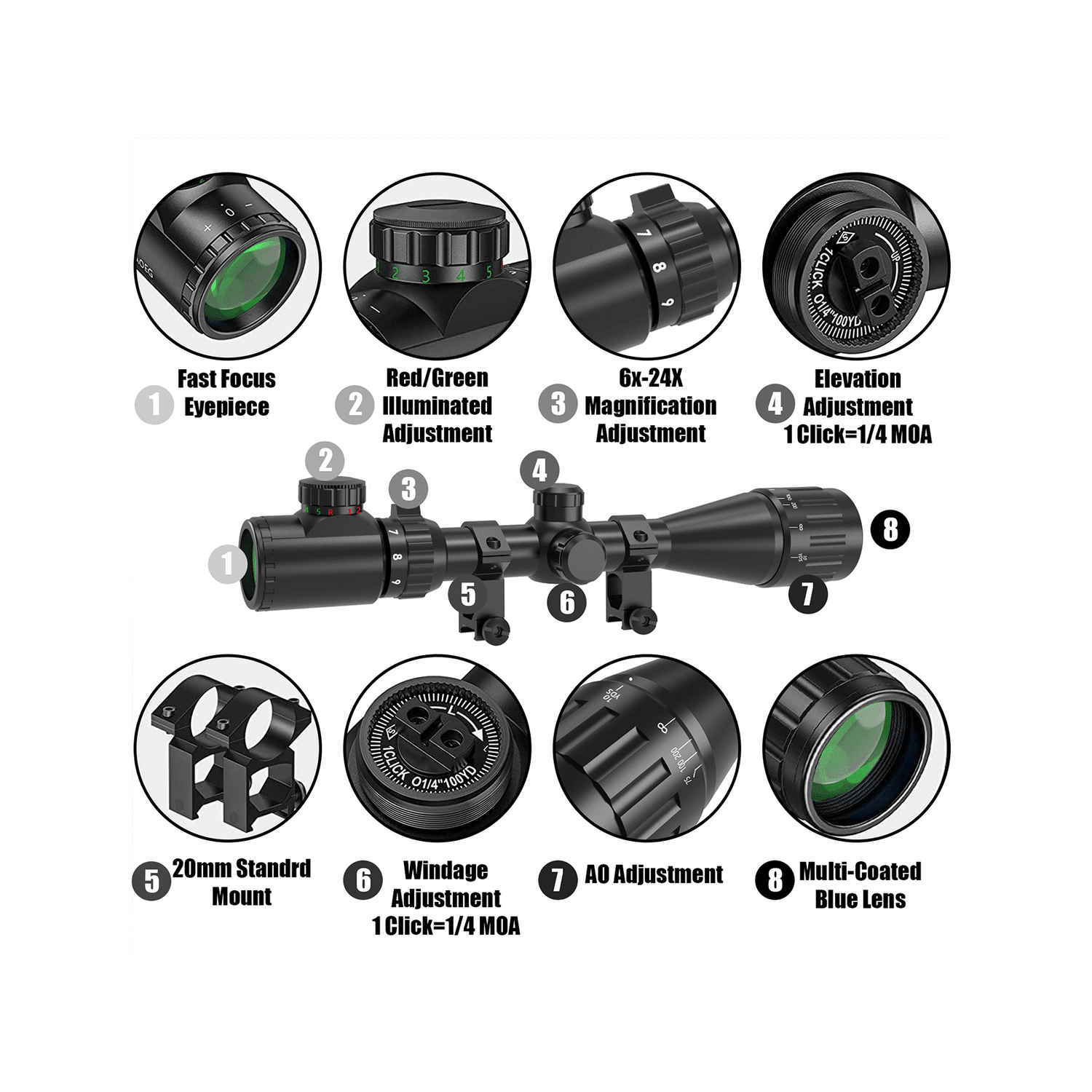 UUQ 3-9x40 AO Rifle Scope - Long Range Hunting Optics – UUQ Optics