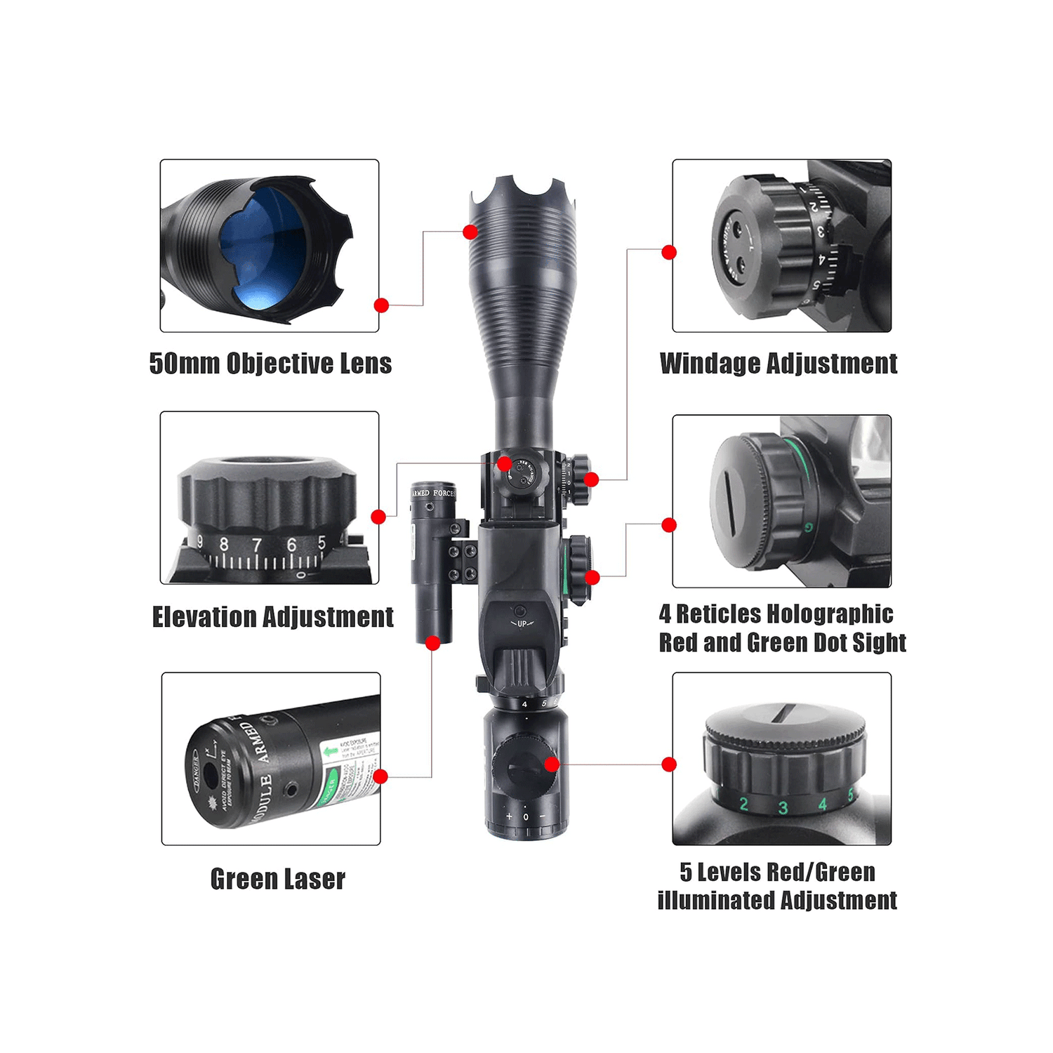 UUQ 4-16x50 Tactical Rifle Scope with Reflex Sight & Laser – UUQ Optics