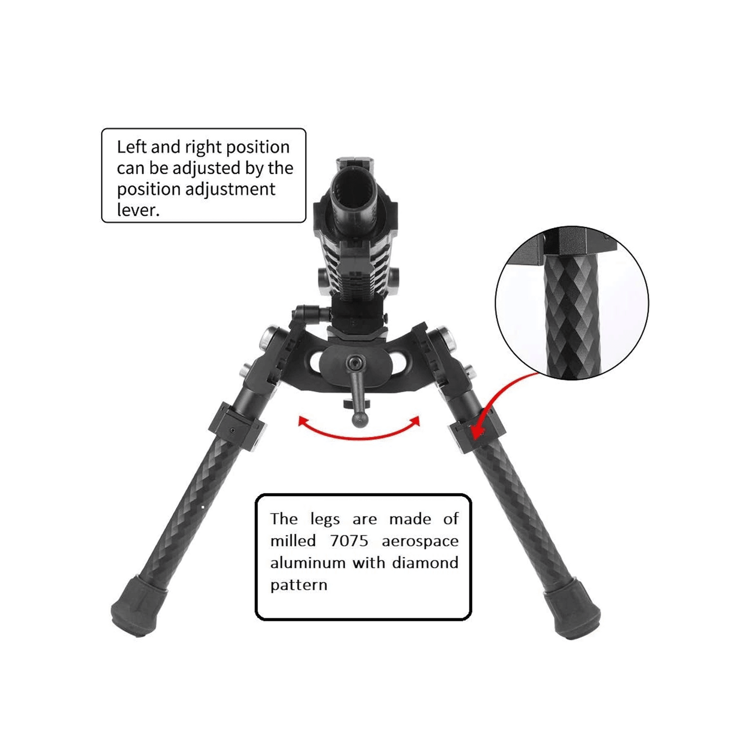 UUQ 8” to 12” Inch Heavy Duty Adjustable Bipod with Sling Stub Adapter ...
