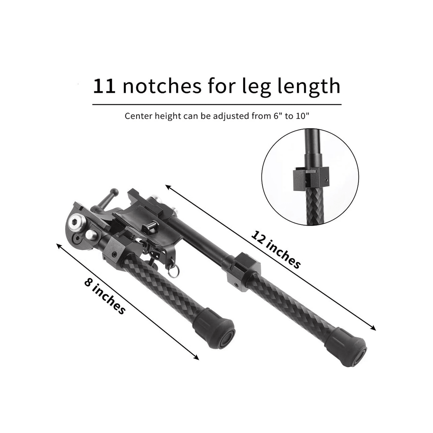 UUQ 8” to 12” Inch Heavy Duty Adjustable Bipod with Sling Stub Adapter ...